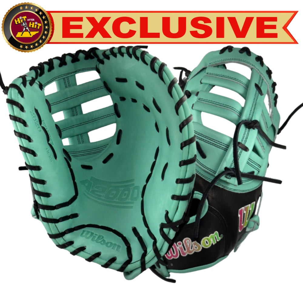 Wilson Custom A2000 2820 Seafoam and Black 12.25” Baseball First Base
